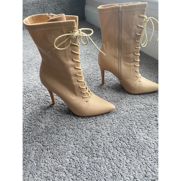 Missguided | Shoes | Missguided Tannude Lace Up Stiletto Boots Size 89 ...